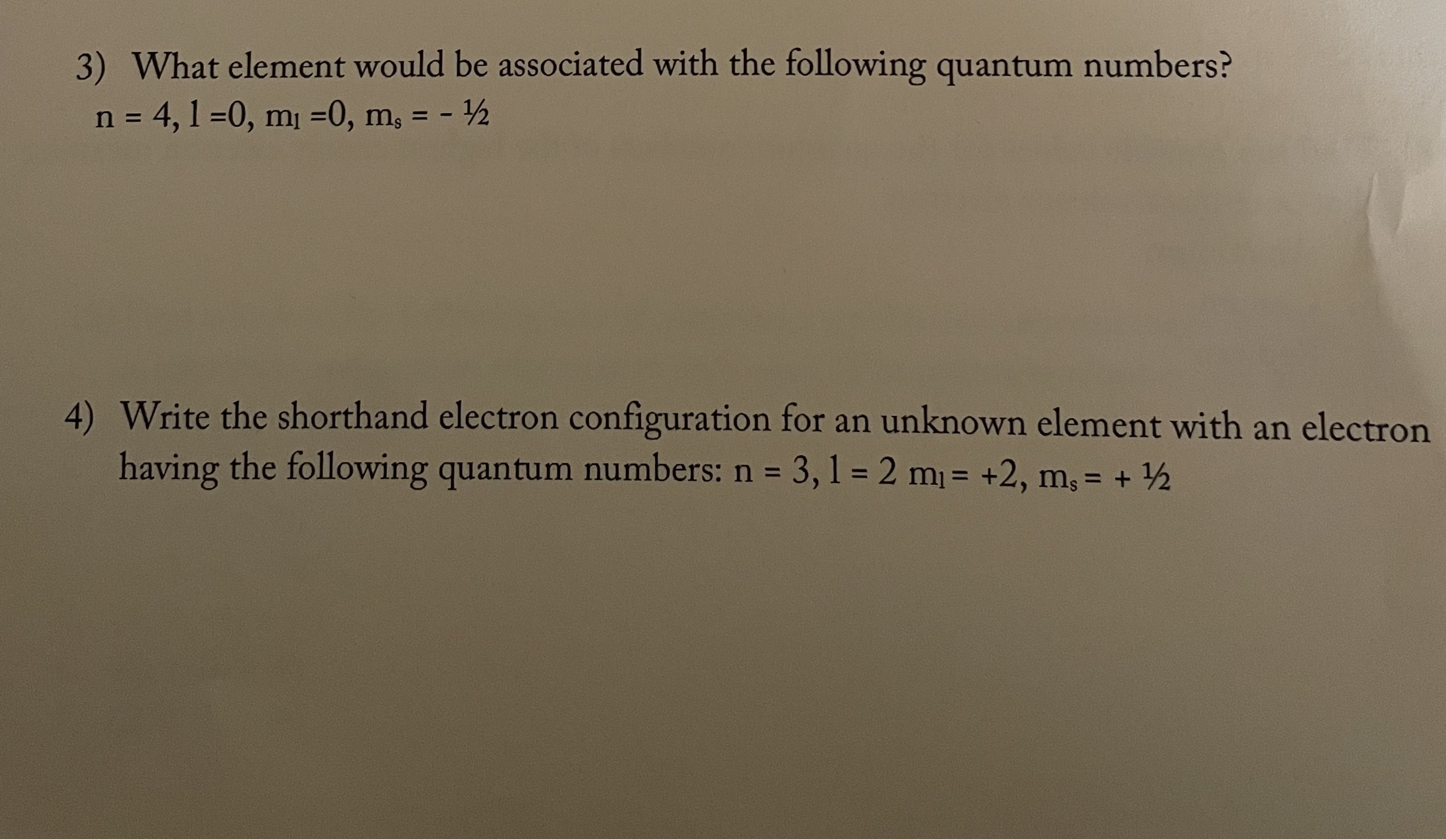 Solved 3) What element would be associated with the | Chegg.com