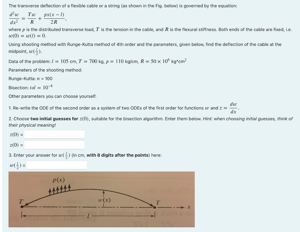 Solved The transverse deflection of a flexible cable or a | Chegg.com