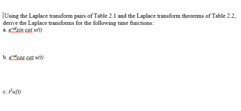|Using the Laplace transform pairs of Table 2.1 and | Chegg.com