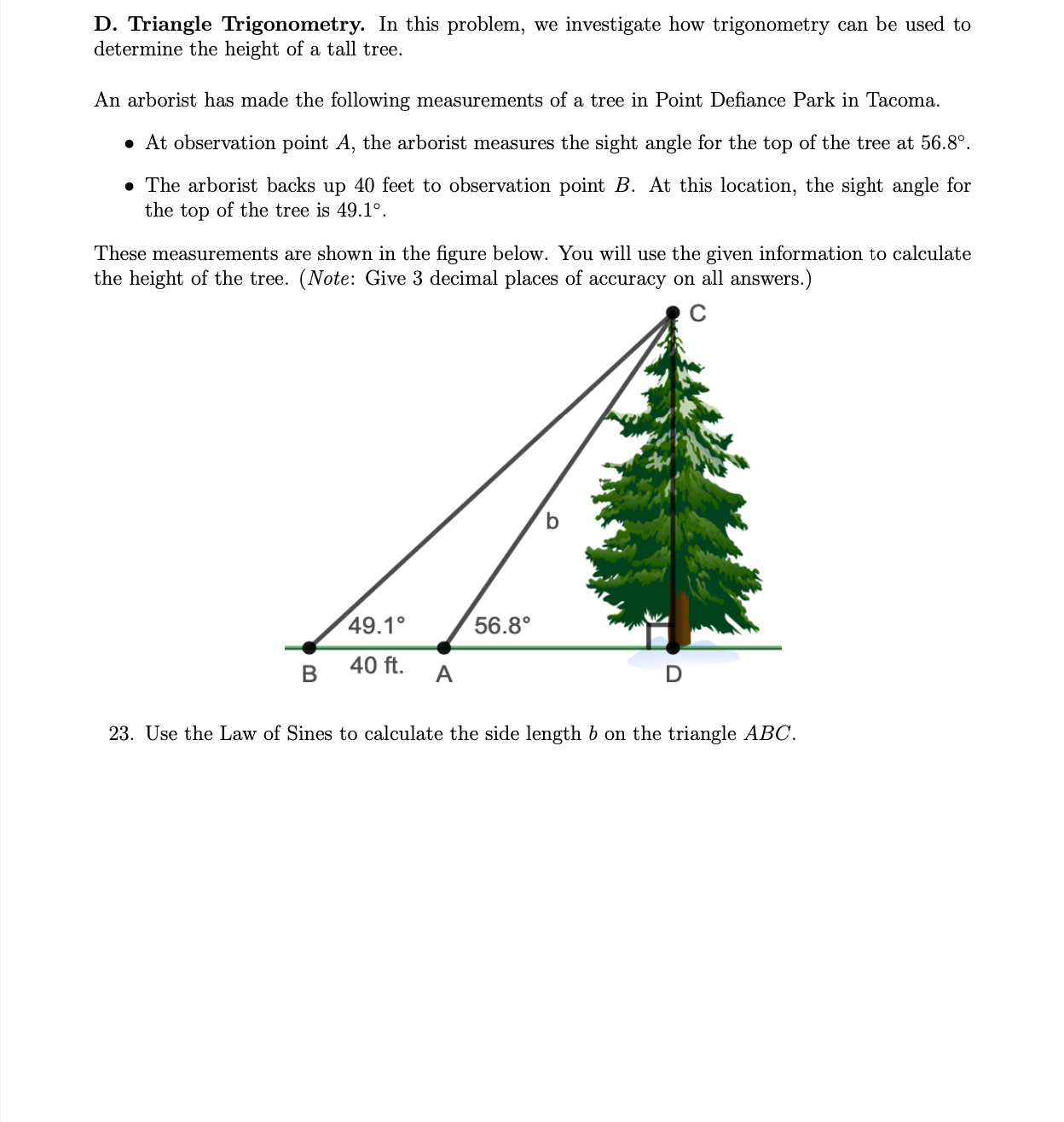 Solved D. Triangle Trigonometry. In this problem, we | Chegg.com