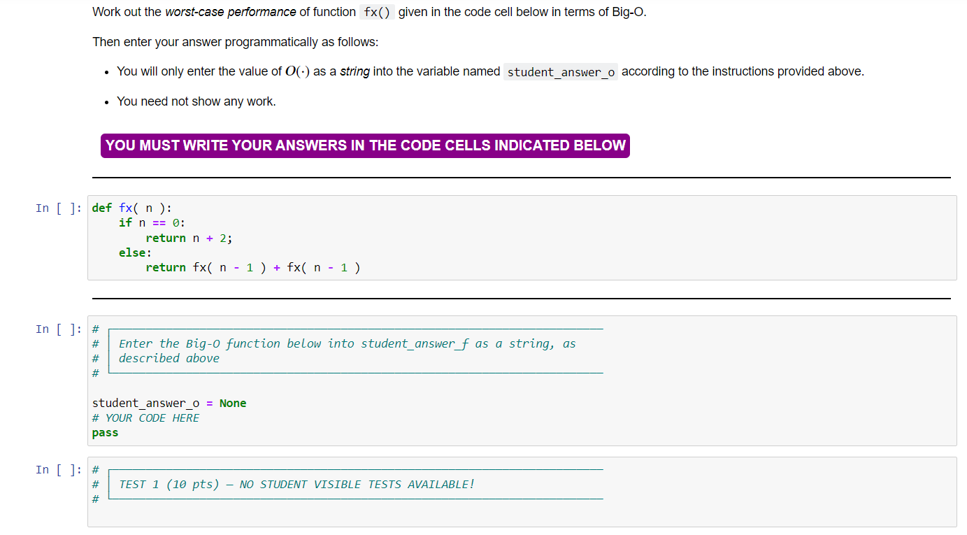 Solved Instructions for Big-O related questions below: Into | Chegg.com