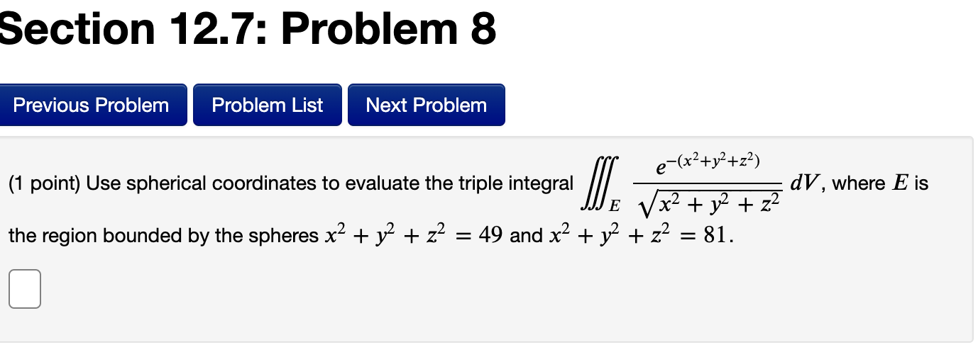 Solved Section 12.7: Problem 8 Previous Problem Problem List | Chegg.com
