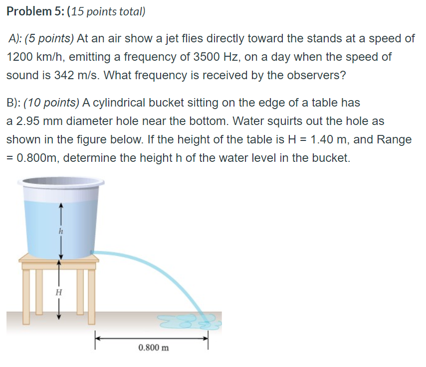 Solved Problem 5: (15 points total) A): (5 points) At an air | Chegg.com
