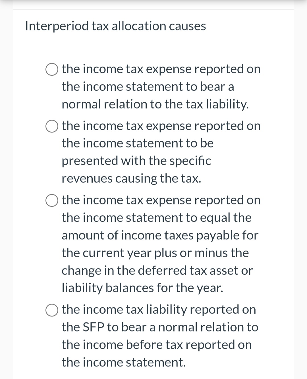Solved Interperiod tax allocation causesthe income tax | Chegg.com