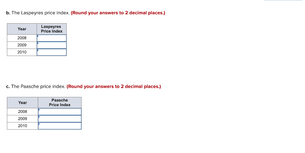 Solved Consider the following price and quantity data for | Chegg.com