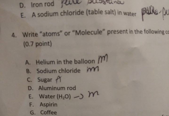 Solved D. Iron rod pa pusstence E. A sodium chloride (table | Chegg.com