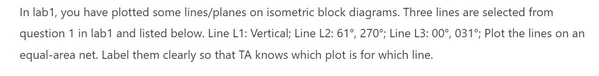 Line L1: Vertical; Line L2: 61', 270 °; Line L3: | Chegg.com