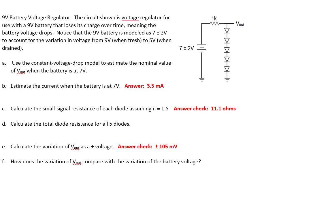 Solved 9 V Battery Voltage Regulator. The circuit shown is | Chegg.com