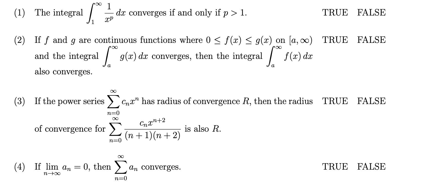 Solved (1) The integral ∫1∞xp1dx converges if and only if | Chegg.com