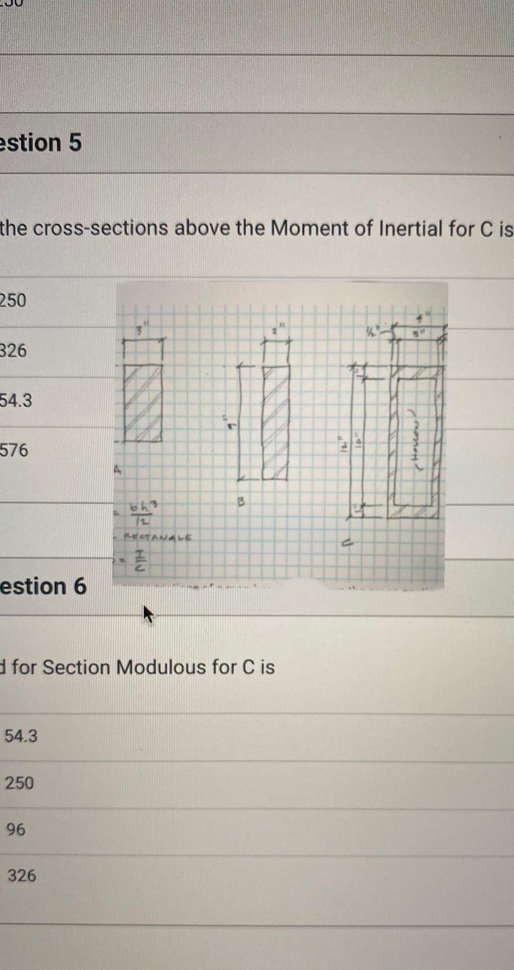 Solved estion 5 the cross-sections above the Moment of | Chegg.com