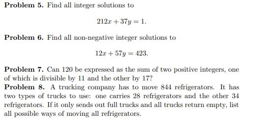 Solved Problem 5. Find all integer solutions to 212x +37y=1. | Chegg.com
