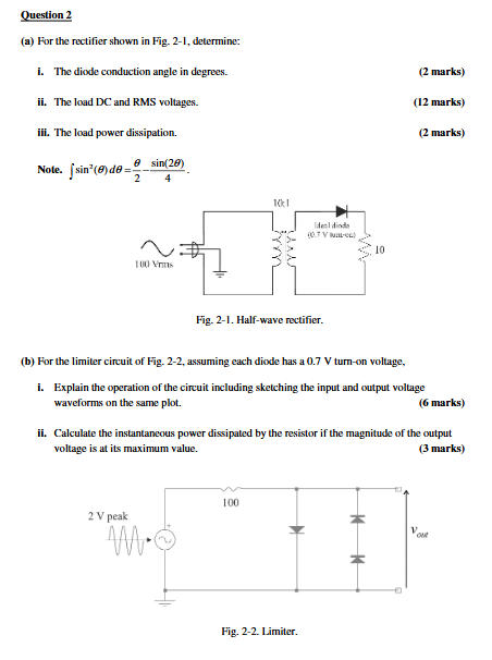 Question 2(a) ﻿For the rectifier shown in Fig. 2-1, | Chegg.com