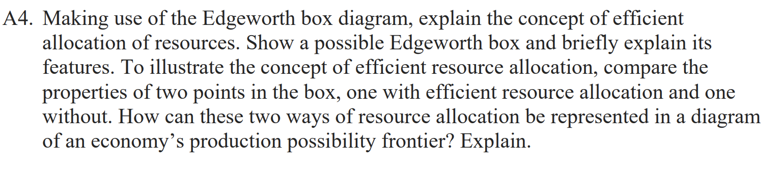 Solved A4. Making use of the Edgeworth box diagram, explain | Chegg.com