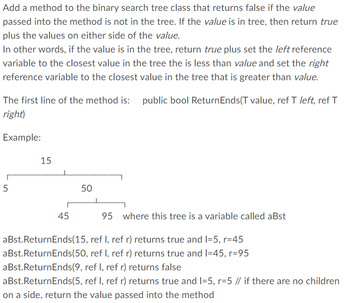 Add a method to the binary search tree class that | Chegg.com