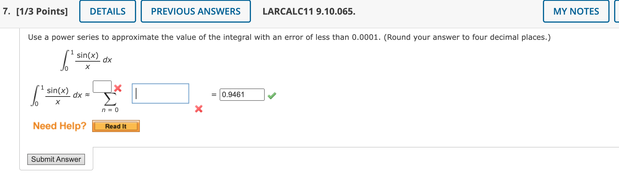 Solved \\( \\begin{array}{c}\\int_{0}^{1} \\frac{\\sin | Chegg.com