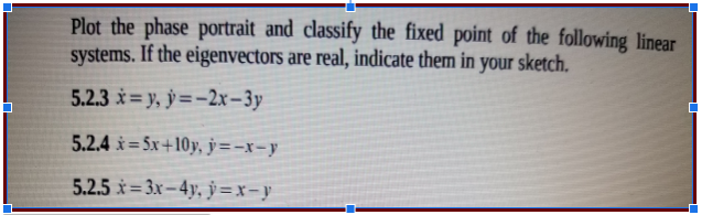 Solved Plot the phase portrait and classify the fixed point | Chegg.com