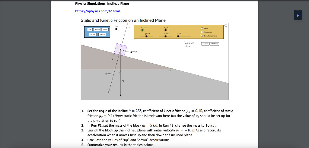 Solved Static and Kinetic Friction on an Inclined Plane 1. | Chegg.com