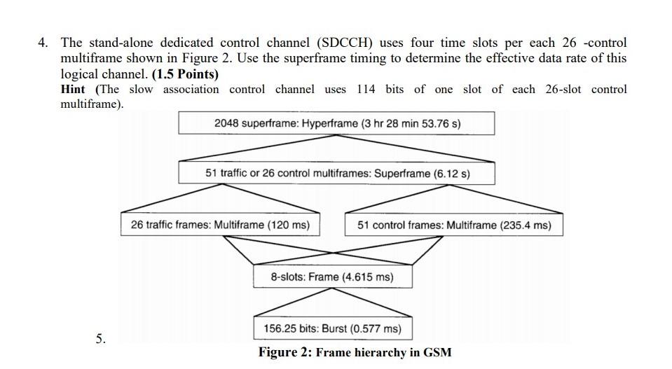 The stand-alone dedicated control channel (SDCCH) | Chegg.com