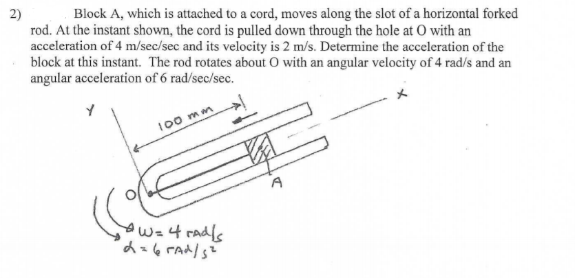 Solved 2) Block A, which is attached to a cord, moves along | Chegg.com