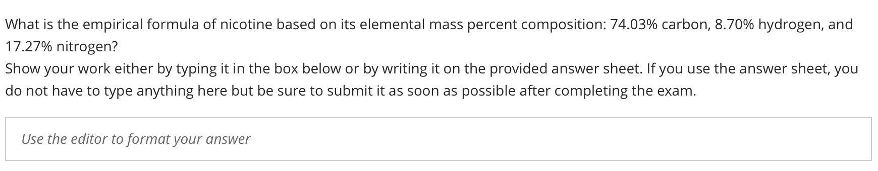 Solved What is the empirical formula of nicotine based on | Chegg.com