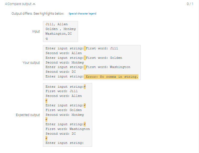 (1) Prompt the user for a string that contains two | Chegg.com