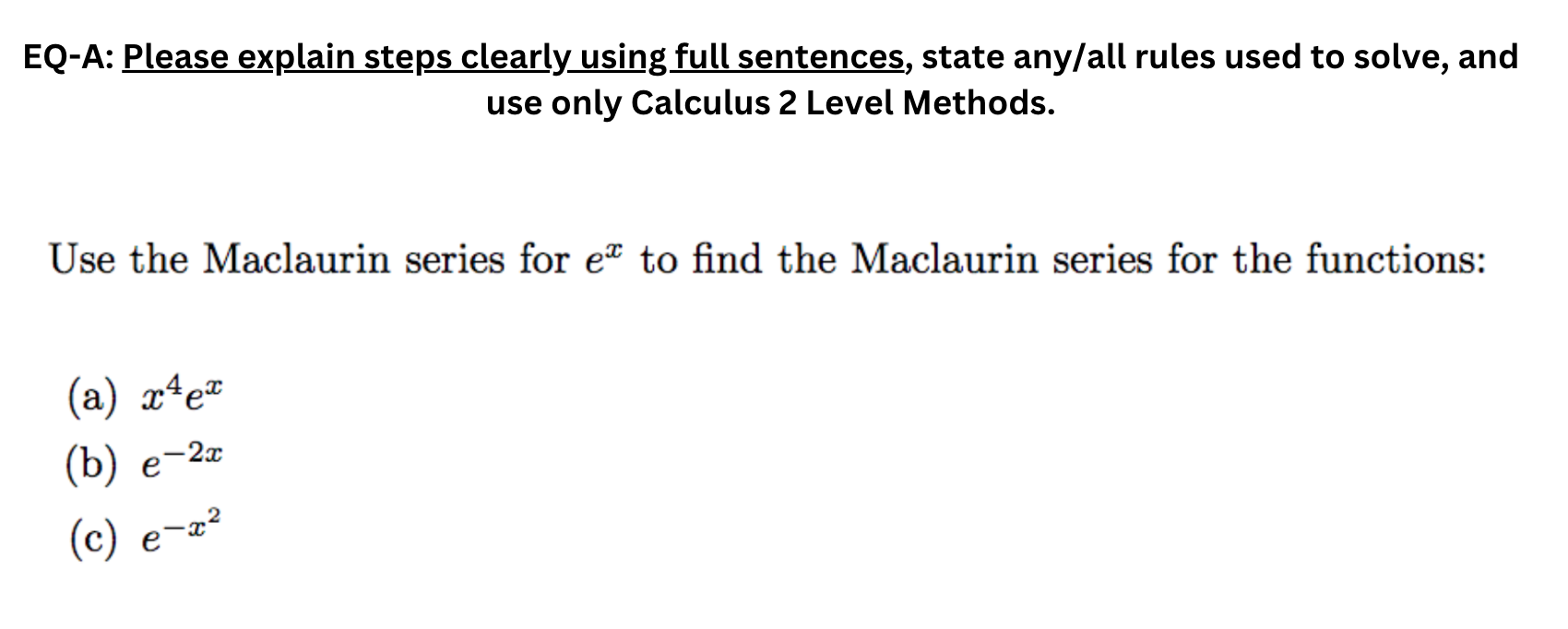 Solved EQ-A: Please explain steps clearly using full | Chegg.com