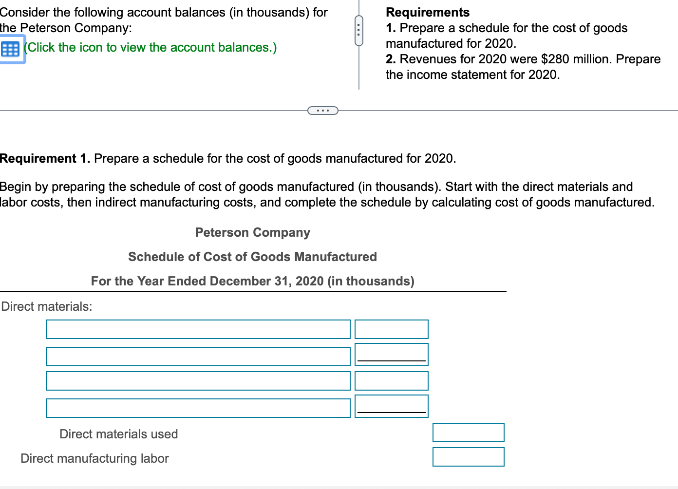 Solved Consider the following account balances (in | Chegg.com