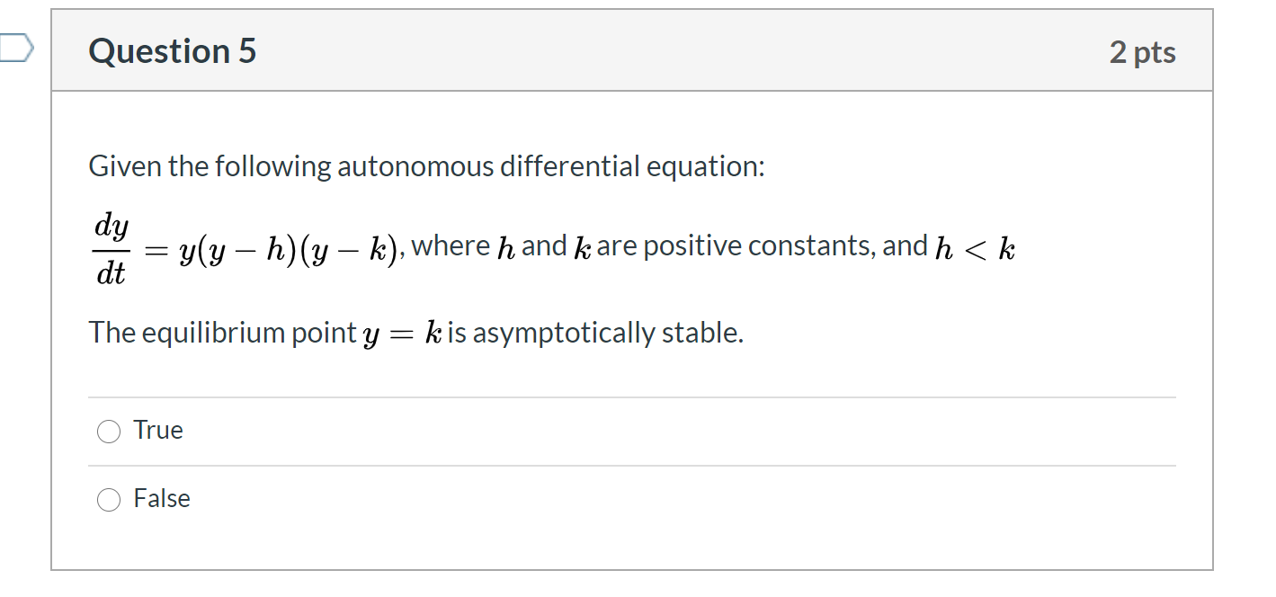 Solved Question 5 2 pts Given the following autonomous | Chegg.com