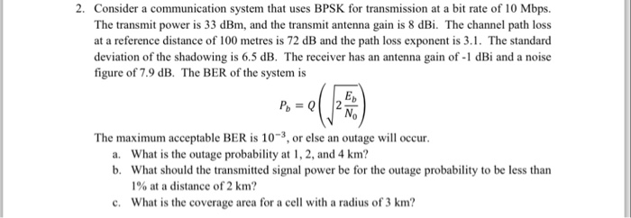 2. Consider a communication system that uses BPSK for | Chegg.com