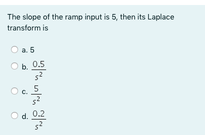 Solved The slope of the ramp input is 5, then its Laplace | Chegg.com