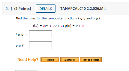 Solved 3. (-/2 Points] DETAILS TANAPCALC10 2.2.026.MI. Find | Chegg.com
