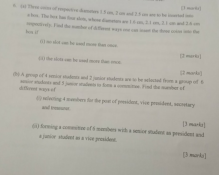 Solved [3 marks] 6. (a) Three coins of respective diameters | Chegg.com