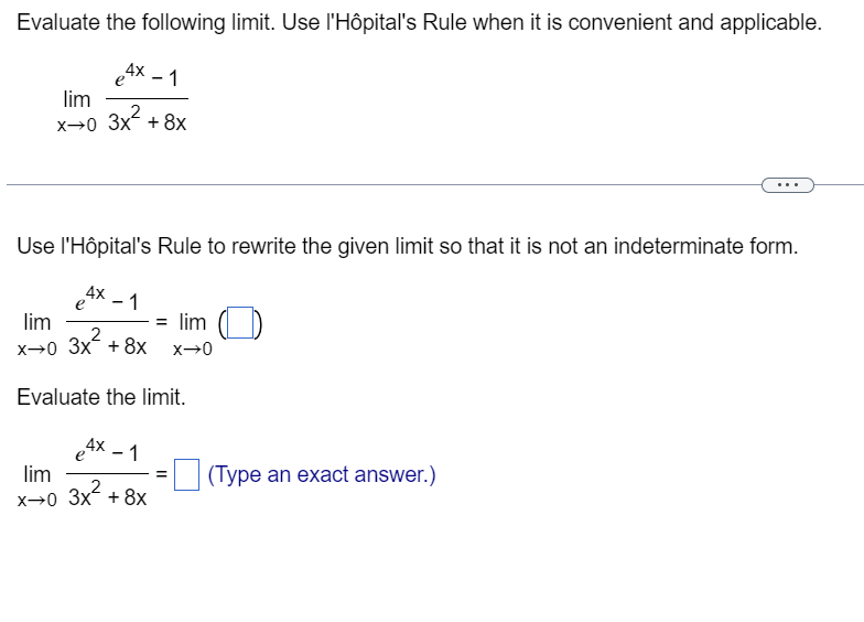 Solved Evaluate the following limit. Use l'Hôpital's Rule | Chegg.com