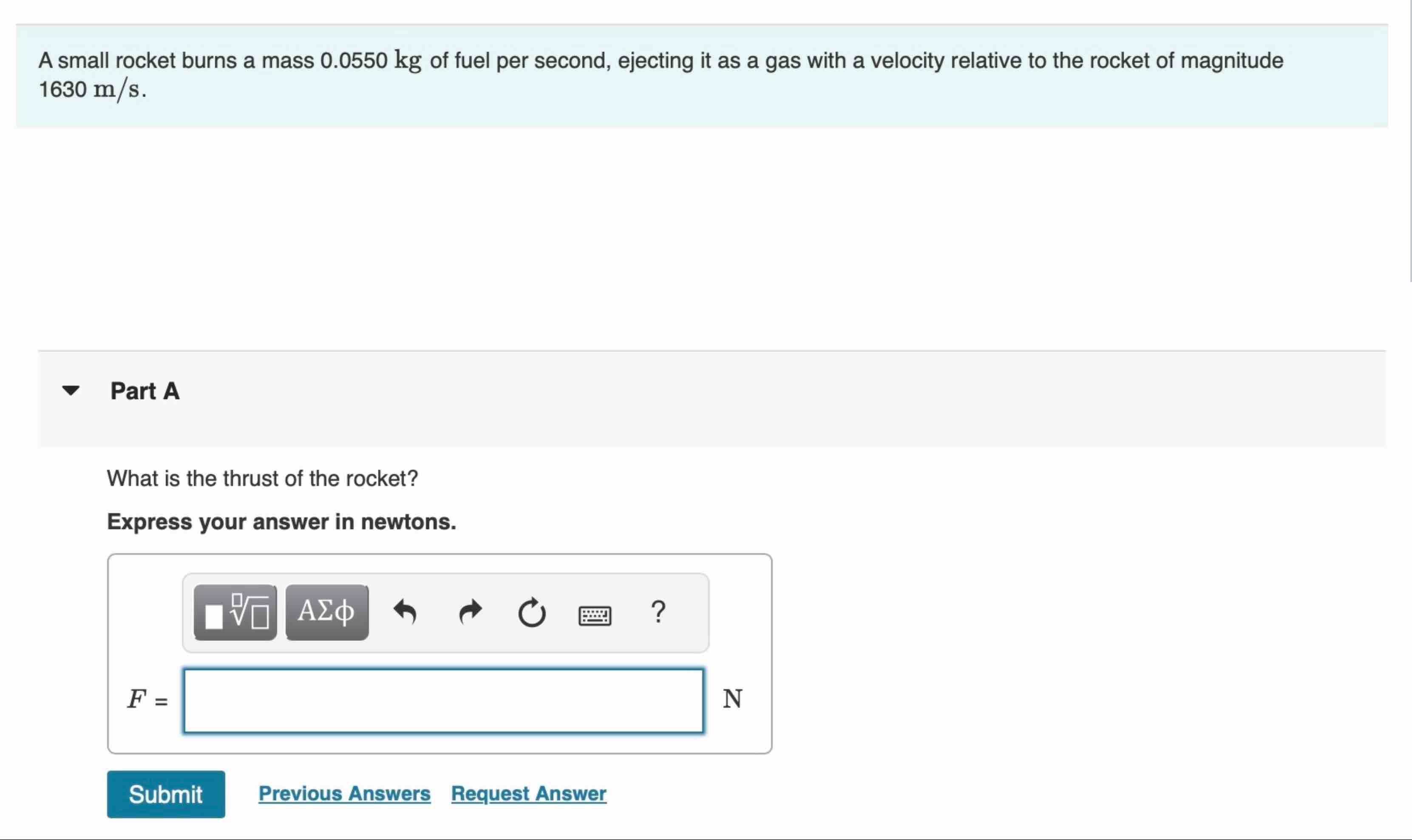 Solved A small rocket burns a mass 0.0550 ﻿kg of fuel per | Chegg.com