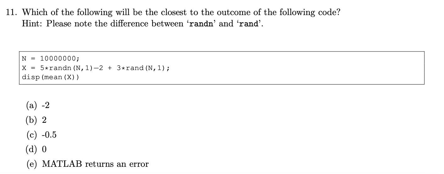 Solved (Matlab) For number 11, How can you tell the answer | Chegg.com