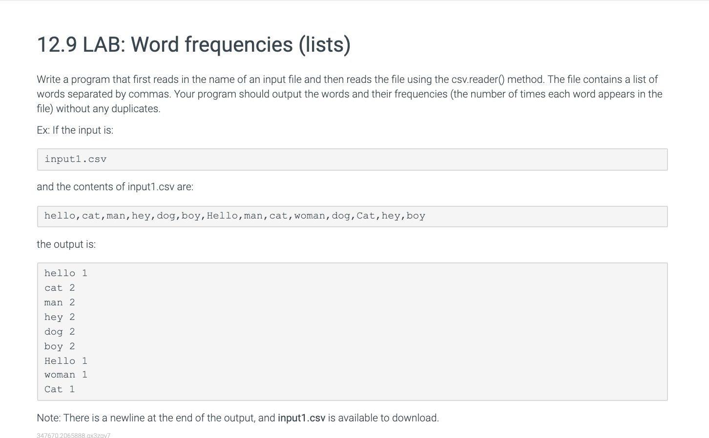 Solved 12 9 LAB Word Frequencies lists Write A Program Chegg