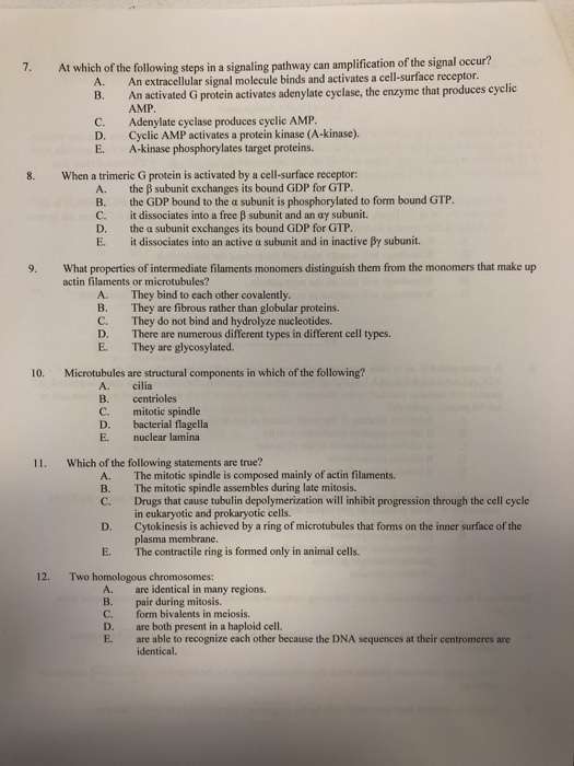 Solved 7. At which of the following steps in a signaling | Chegg.com
