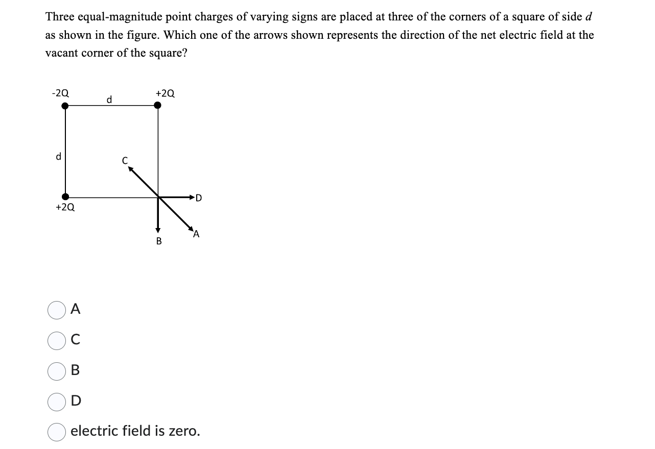 Solved Three equal-magnitude point charges of varying signs | Chegg.com