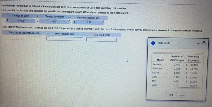 Solved Use the high-tow mothod to determine the variable and | Chegg.com