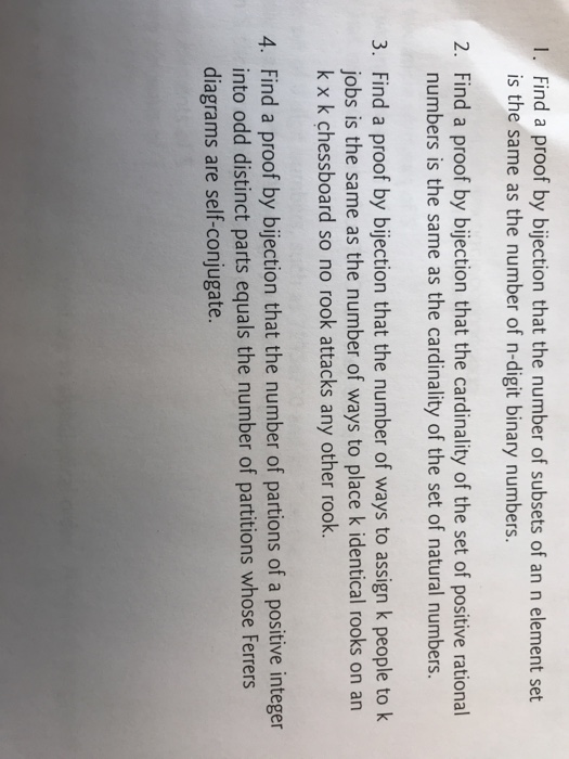 Solved . Find a proof by bijection that the number of | Chegg.com