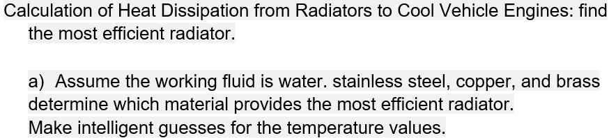 Solved Calculation of Heat Dissipation from Radiators to | Chegg.com