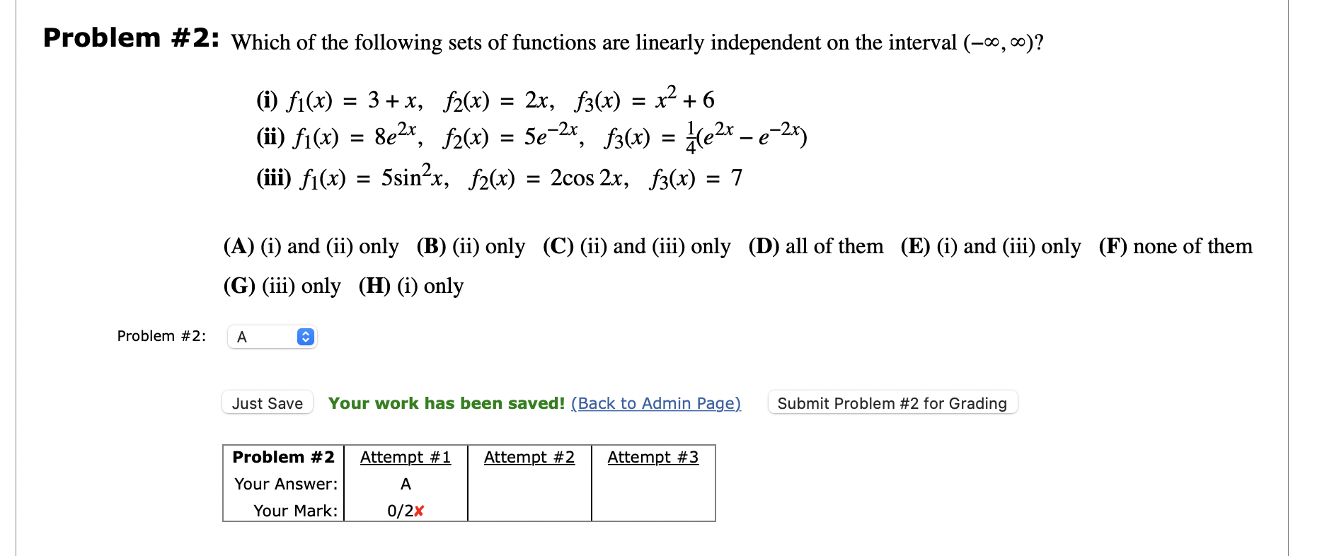 Solved blem #2: Which of the following sets of functions are | Chegg.com