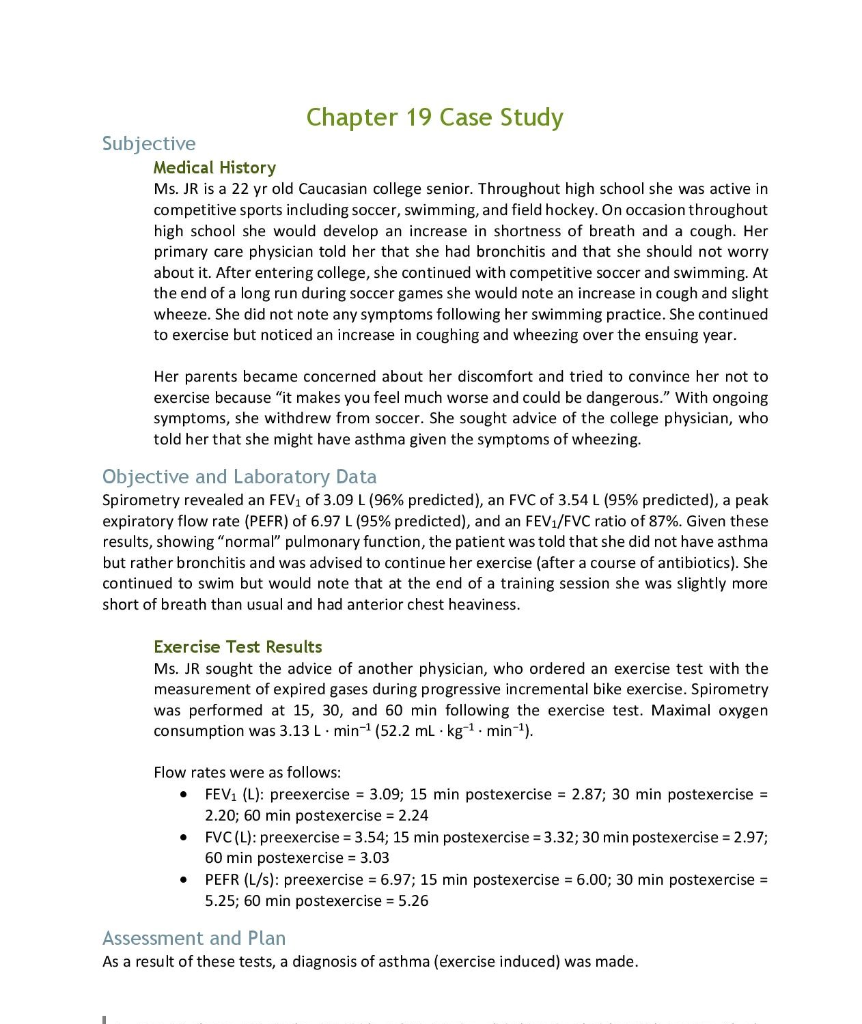 Solved Chapter 19 Case Study Subjective Medical History Ms. | Chegg.com