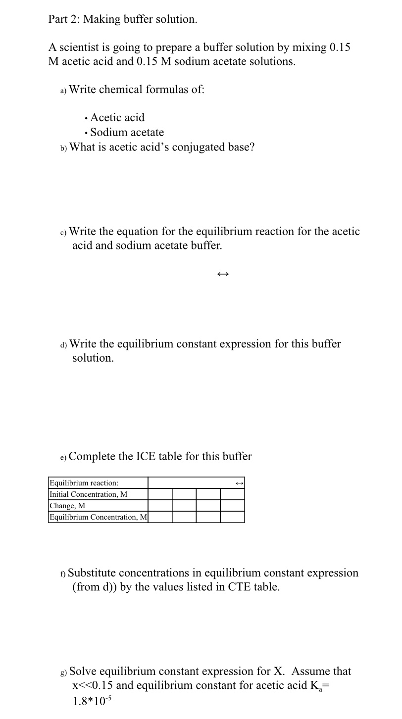 Solved Part 2 Making Buffer Solution A Scientist Is Going 7278
