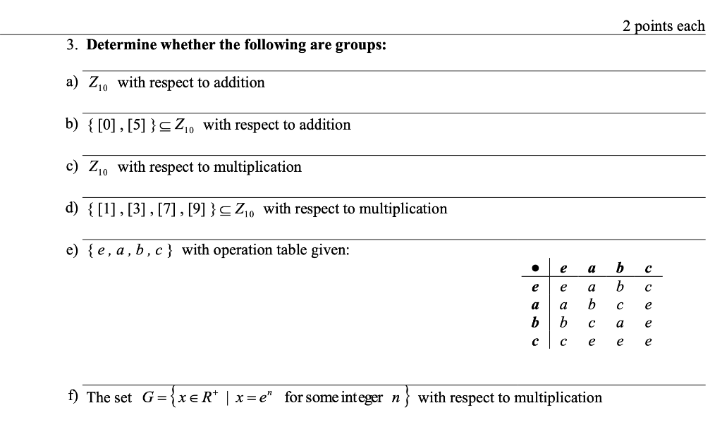 Solved 2 points each 3. Determine whether the following are | Chegg.com