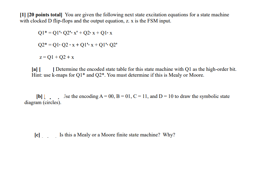 Solved [1] [20 points total] You are given the following | Chegg.com
