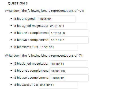 Solved QUESTION 3 Write down the following binary | Chegg.com
