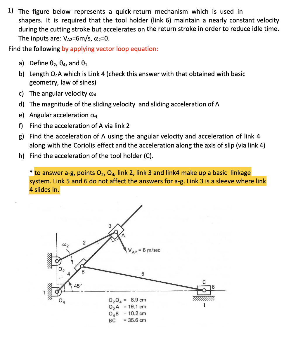 The figure below represents a quick-return mechanism | Chegg.com
