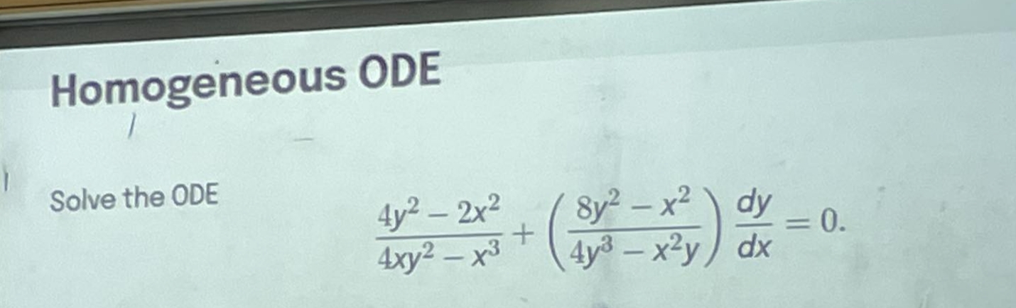 Solved Homogeneous ODESolve the | Chegg.com