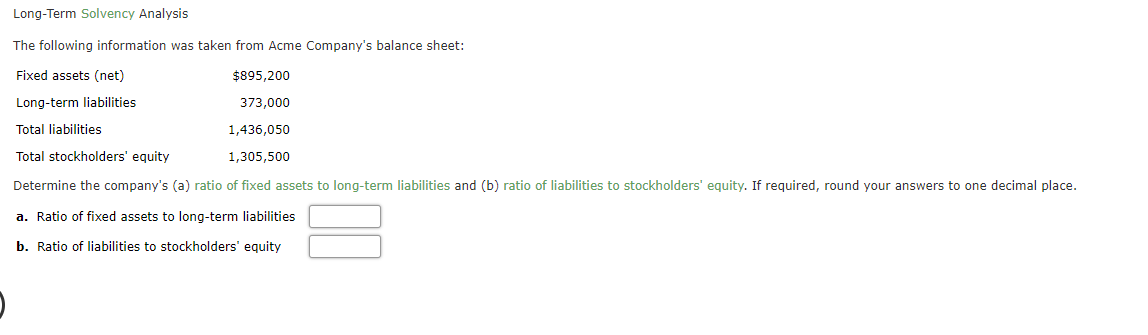 Solved Long-Term Solvency Analysis The following information | Chegg.com